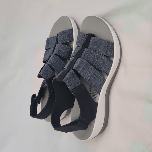 Clarks | Shoes | Womens Clarks Sandals Blue Velcro Sling Back Size 6m ...